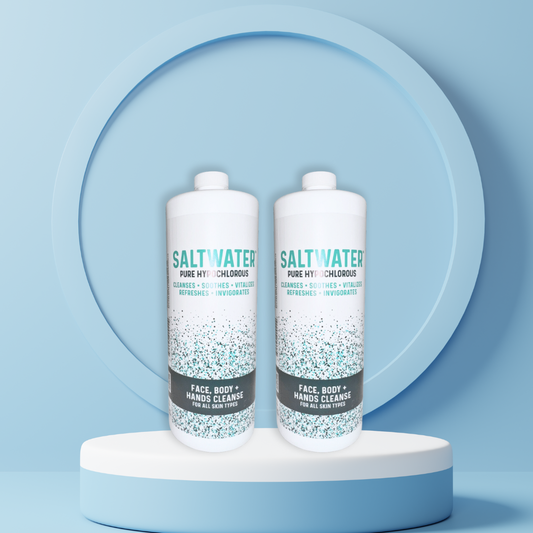 SALTWATER Pure Hypochlorous Cleanser for Face, Body + Hands - 1L (2 Pa ...